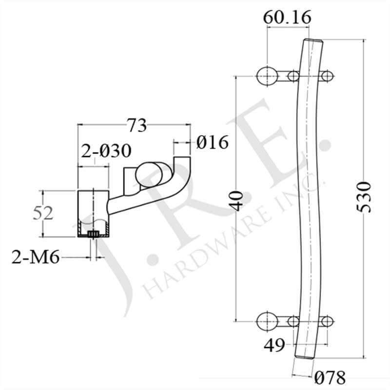 689BL - Designer Profile Ladder Pull - Antique Black - J.R.E. Hardware Inc.