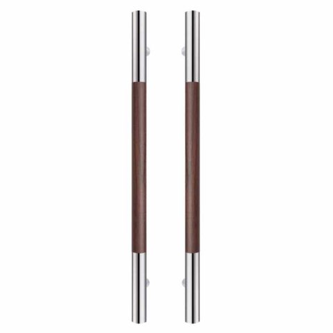 104-800 - Cylindrical Straight Ladder Pull - Brushed Stainless & Walnut ...